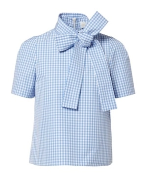 SHUSHU/TONG Bow-detail Gingham Cotton Top - Blue