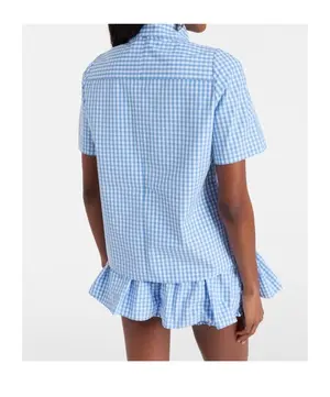 SHUSHU/TONG Gingham Cotton Bow Detail Top