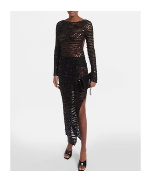 AYA MUSE Sequined Open-back Maxi Dress