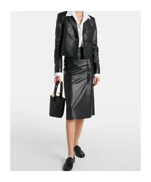 JOSEPH Cropped Single-breasted Leather Jacket