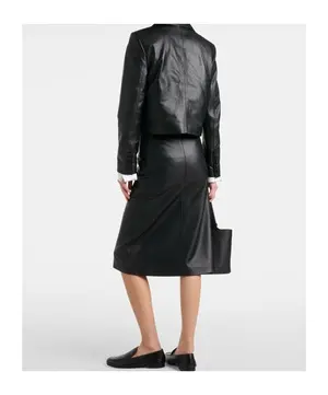 JOSEPH Cropped Single-breasted Leather Jacket