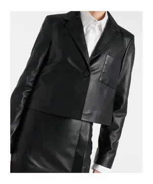 JOSEPH Cropped Single-breasted Leather Jacket