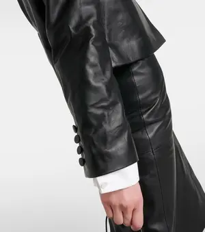 JOSEPH Cropped Single-breasted Leather Jacket