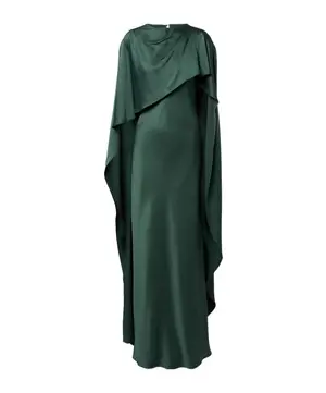Simkhai Caped Satin Gown - Green