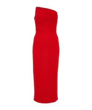 Roland Mouret Origami Wool Midi Dress - Red
