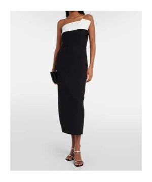 Roland Mouret Strapless Crepe Midi Dress