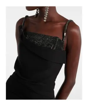 Roland Mouret Crystal-embellished Crêpe Mini Dress