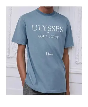 Dior T-shirt With Book Cover Embroidery, Relaxed Fit - Blue