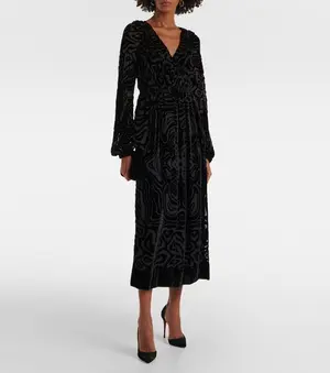 Ulla Johnson Elora Velvet And Mesh Midi Dress