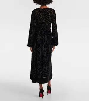 Ulla Johnson Elora Velvet And Mesh Midi Dress