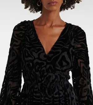 Ulla Johnson Elora Velvet And Mesh Midi Dress