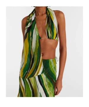 Christopher Esber Printed Silk Scarf Bra Top