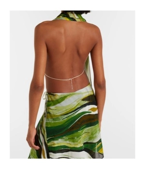 Christopher Esber Printed Silk Scarf Bra Top
