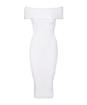 MUGLER Rib Knit Sleeveless Dress - White
