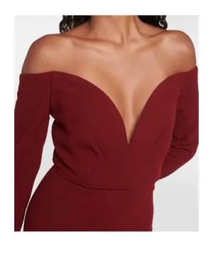 Roland Mouret Off-shoulder V-neck Midi Dress