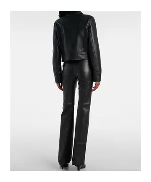 JOSEPH Caron Cropped Long-sleeved Leather Jacket