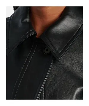 JOSEPH Caron Cropped Long-sleeved Leather Jacket