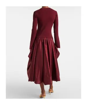 Simkhai Kenlie Satin And Jersey Midi Dress - Red