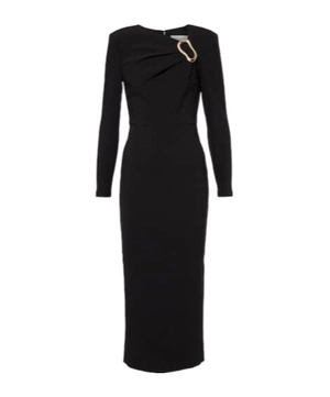 Roland Mouret Asymmetric Crepe Midi Dress - Black