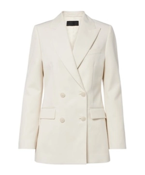 NILI LOTAN Weston Double-breasted Virgin Wool Blazer - White