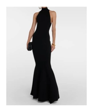 Nina Ricci High-neck Wool-blend Maxi Gown