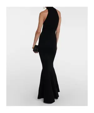 Nina Ricci High-neck Wool-blend Maxi Gown