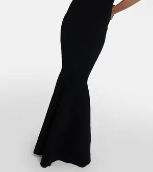 Nina Ricci High-neck Wool-blend Maxi Gown