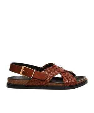 THE ROW Buckled Leather Sandals - Black