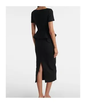 Roland Mouret Belted Peplum Bouclé Midi Dress