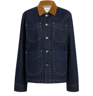 Khaite Wyatt Denim Jacket With A Velvet Collar - Black