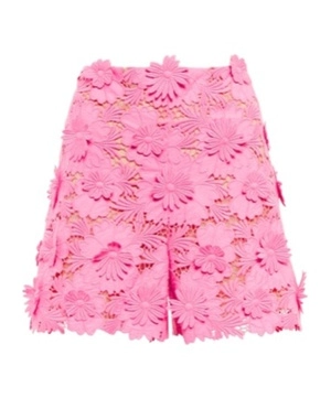 Oscar De La Renta Floral Lace Shorts - Pink