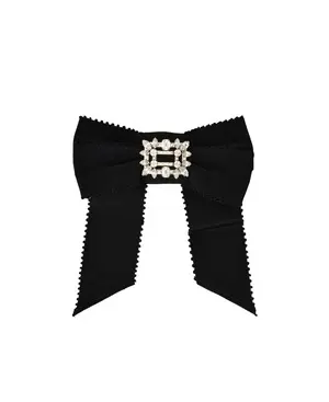 ROGER VIVIER Embellished Fabric Hair Clip - Black