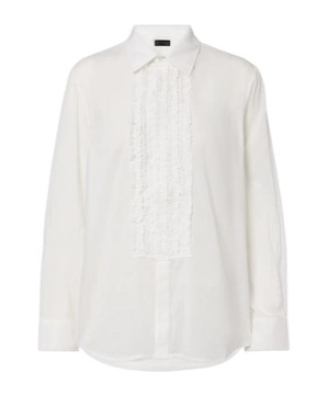 NILI LOTAN Nathael Ruffled Cotton Poplin Shirt - White