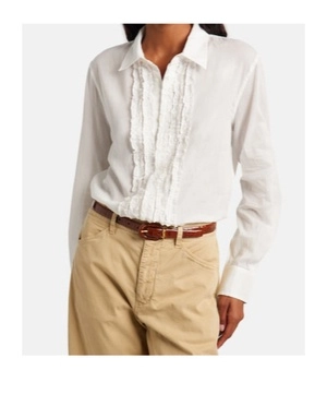 NILI LOTAN Nathael Ruffled Cotton Poplin Shirt