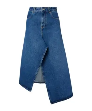 Victoria Beckham Asymmetric Denim Midi Skirt - Blue