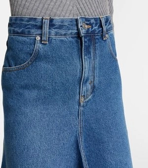 Victoria Beckham Asymmetric Denim Midi Skirt