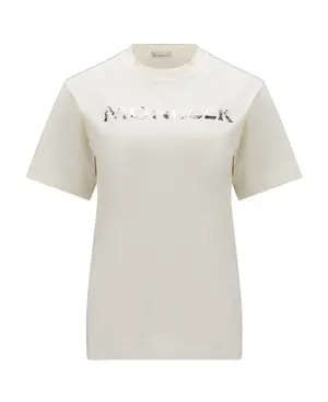 Moncler Logo Embellished Crewneck T-shirt - White