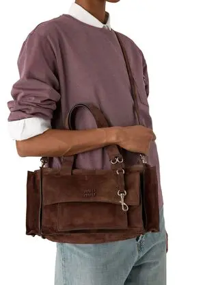 Miu Miu Multi-pocket Suede Handheld Bag