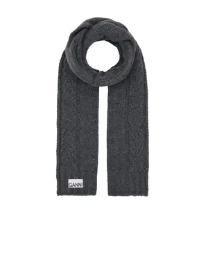 GANNI Grey Cable Scarf - Gray