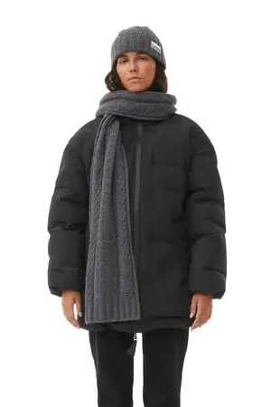 GANNI Grey Cable Scarf