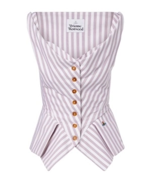 VIVIENNE WESTWOOD Lilac And White Striped Strapless Corset-style Top - No