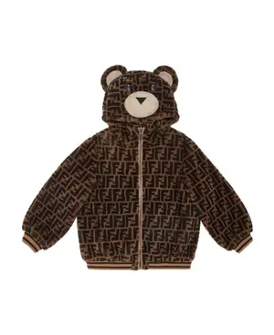 Fendi Ff Shearling Teddy Bear Bomber Jacket - Black