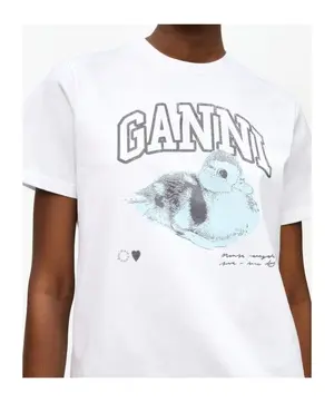 GANNI Logo Printed Crewneck T-shirt