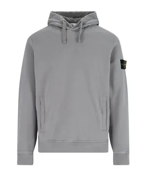 Stone Island Brushed Fleece Regular-fit Hoodie - Gray