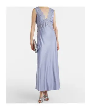 Rixo Lysandra Lace-trimmed Satin Maxi Dress