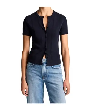 Vince Short-sleeve Knitted Cardigan - Black