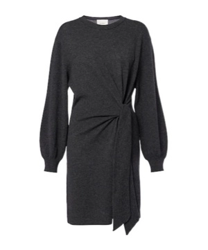 LISA YANG Abrielle Gathered Cashmere Sweater Dress - Black