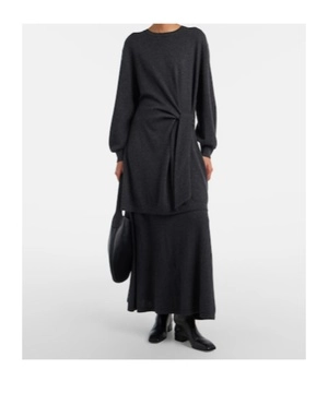 LISA YANG Abrielle Gathered Cashmere Sweater Dress