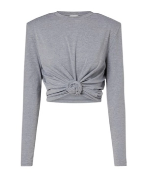 Magda Butrym Cropped Cotton-blend Jersey T-shirt - Gray