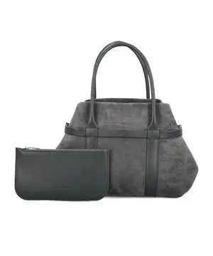 Loro Piana Logo Debossed Top Handle Bag - Black